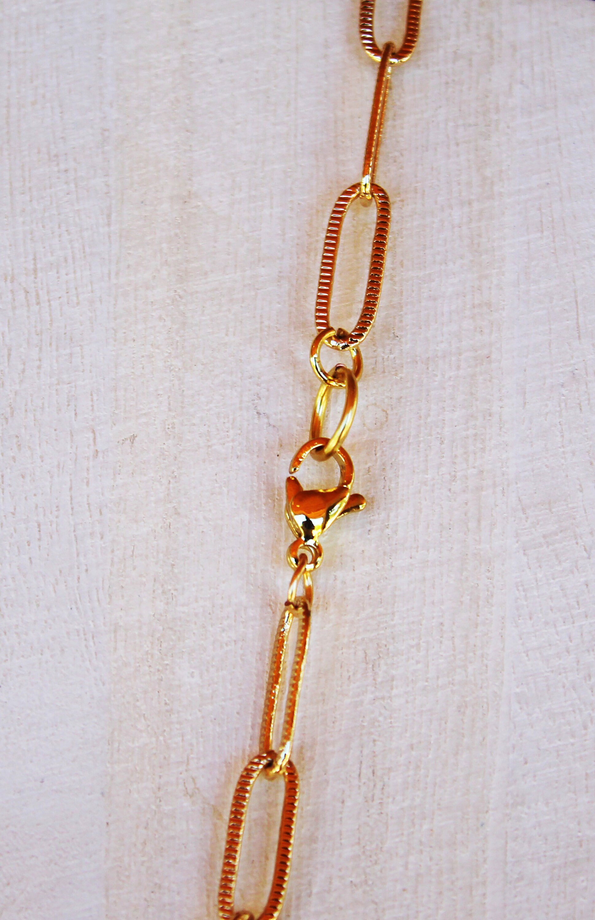 CZ Lock and Key on a Textured Gold Paperclip Chain Pendant - 20" in ...
