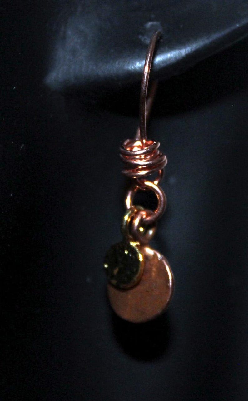 Copper Drop Earrings on Hand Made Wrapped Ear Wires for Pierced Ears - Etsy