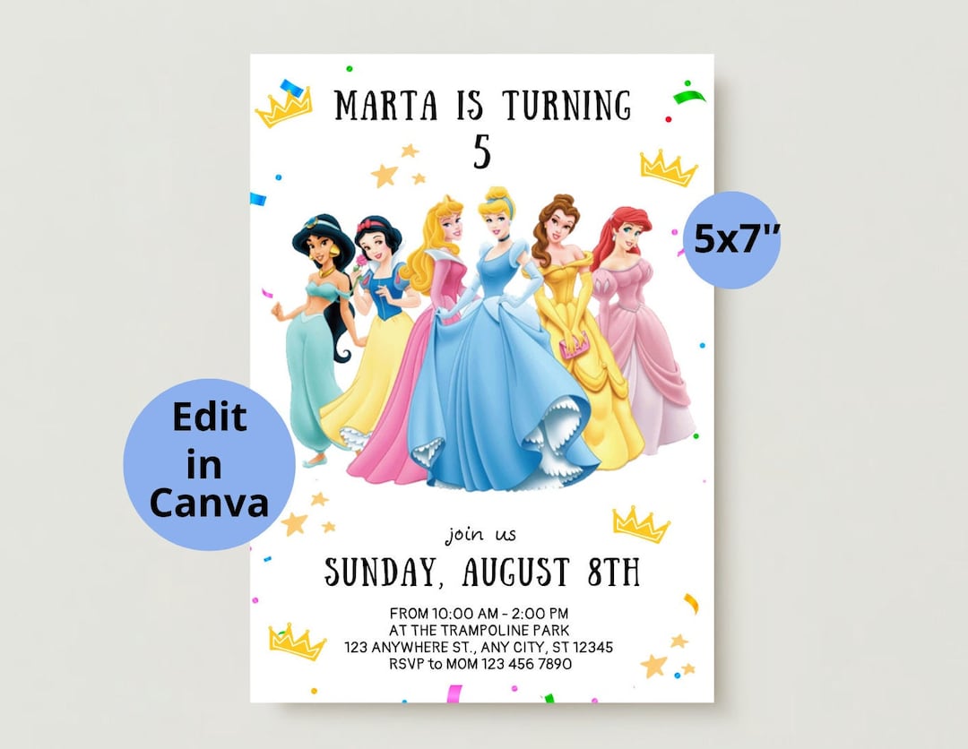 Princess Birthday Invitation Printable Princess Invitation Girls ...