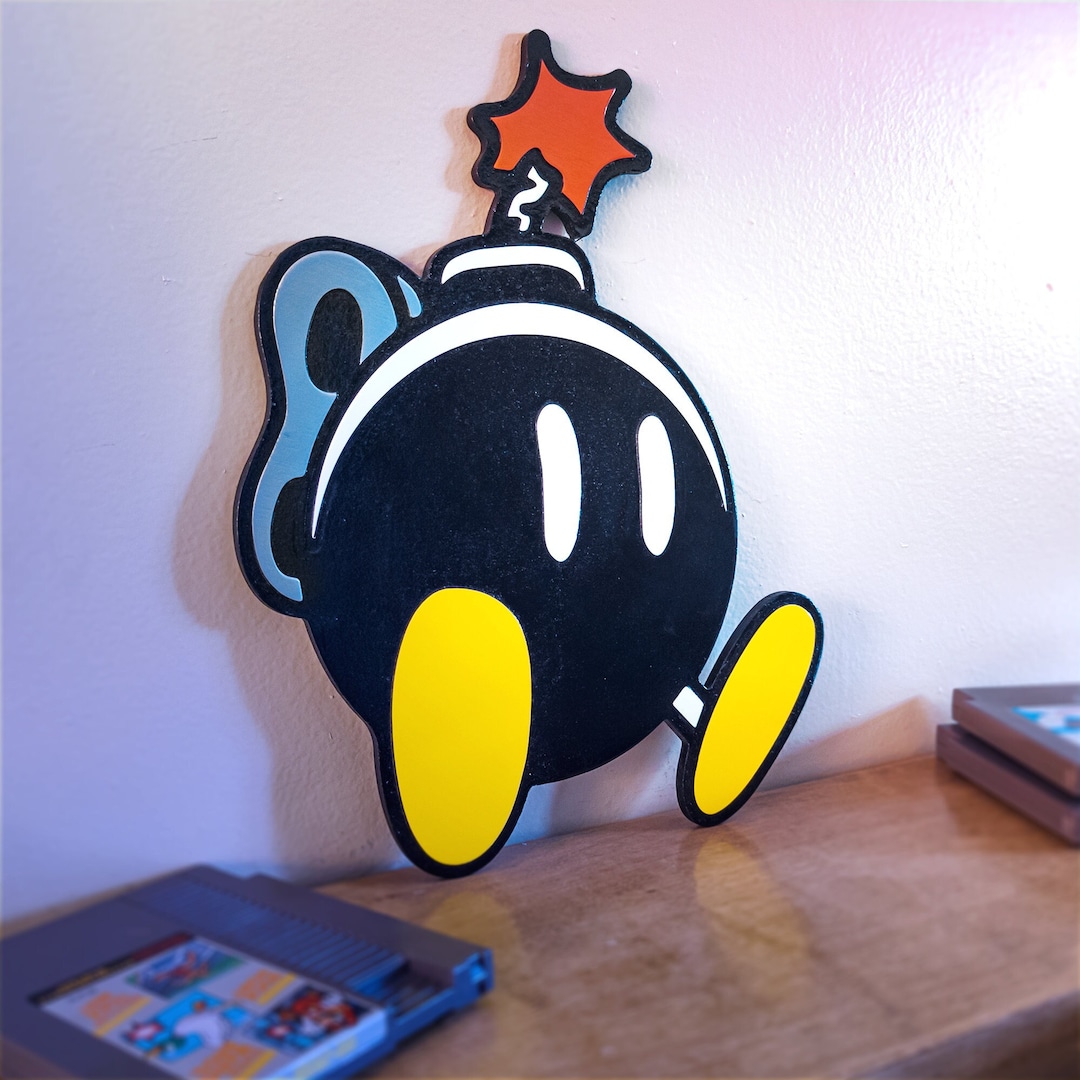 Large Engraved Wood Nintendo Bob-omb Bomb Wall Art Sign – Retro Gaming ...