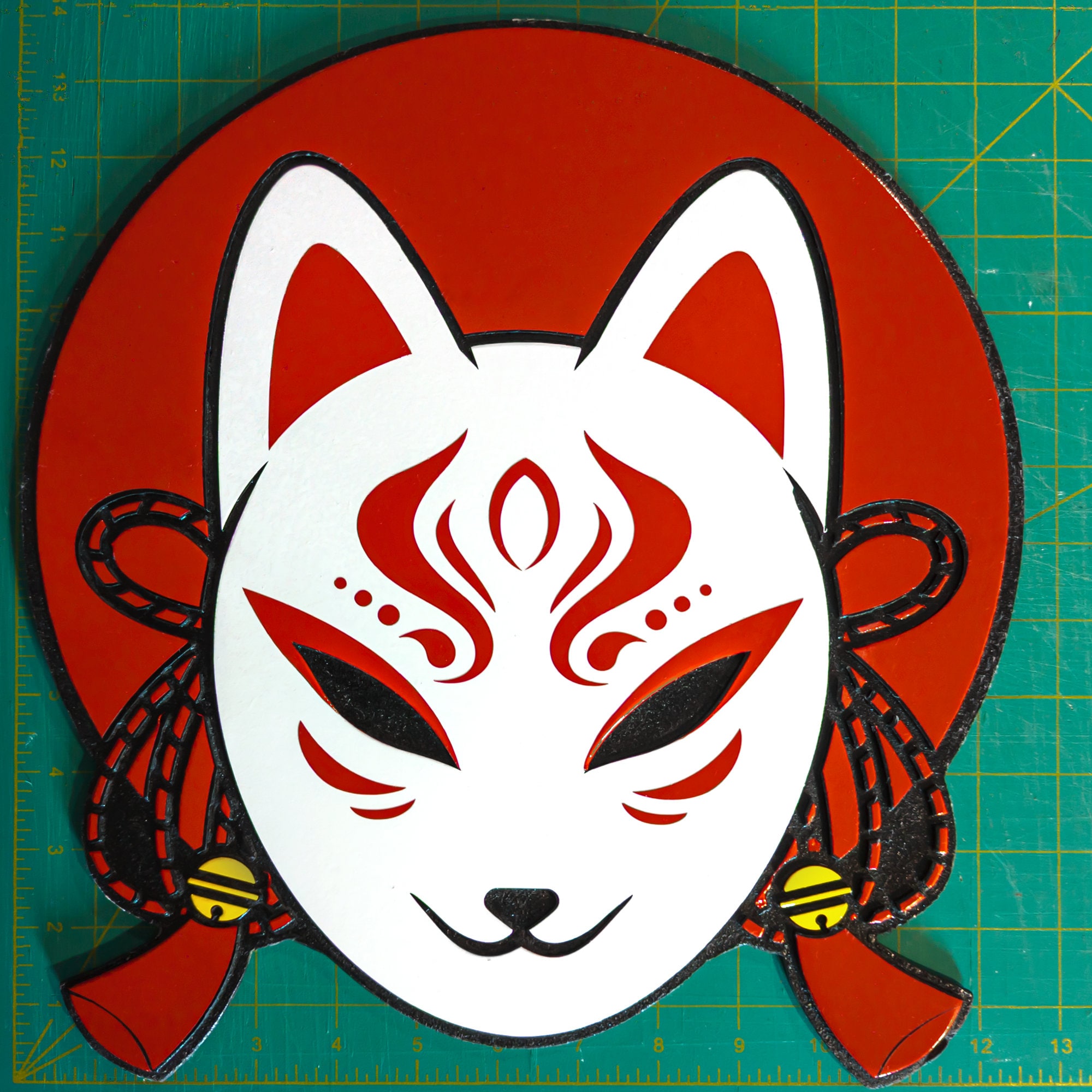 Engraved Japanese Kitsune Fox Wall Art Decor - Etsy