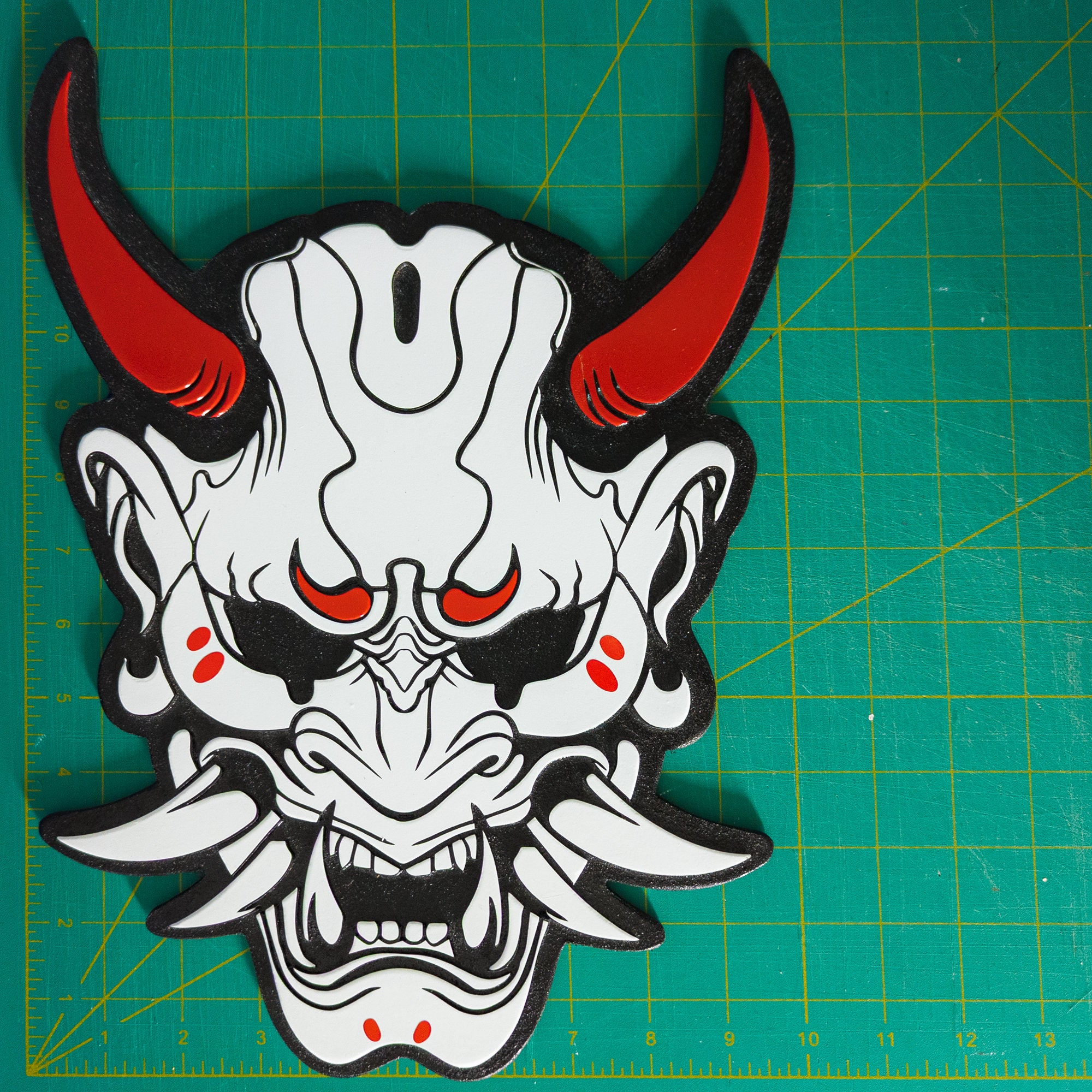Engraved Japanese Oni Devil Wall Art Decor - Etsy