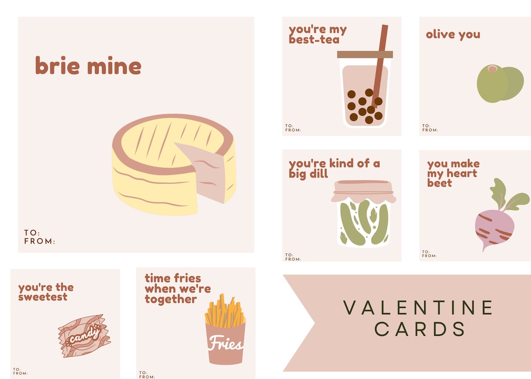 Food Themed Valentine's Cards - Etsy