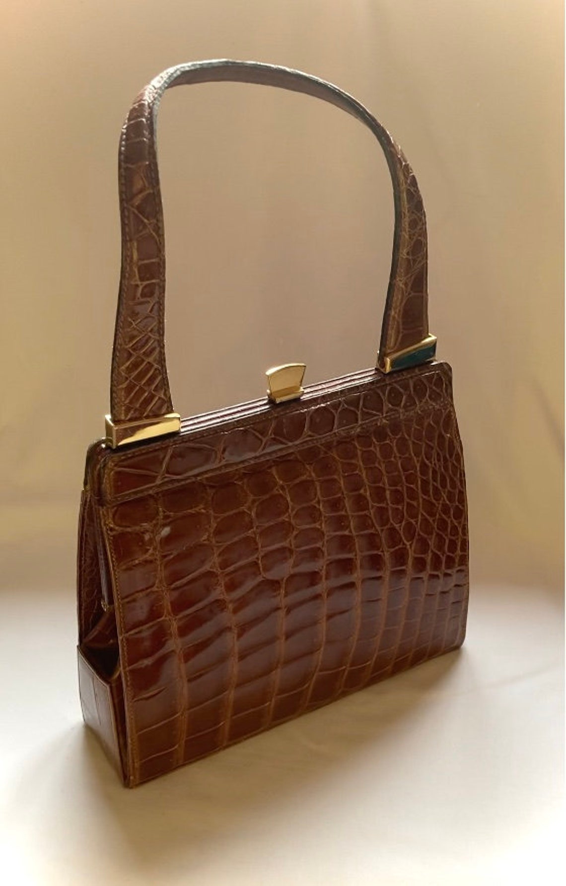 Divine Vintage Exotic Leather Stand Alone Top Handle Free Standing ...