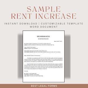Sample Rent Increase Notice Template - Printable Word Document. Instant ...