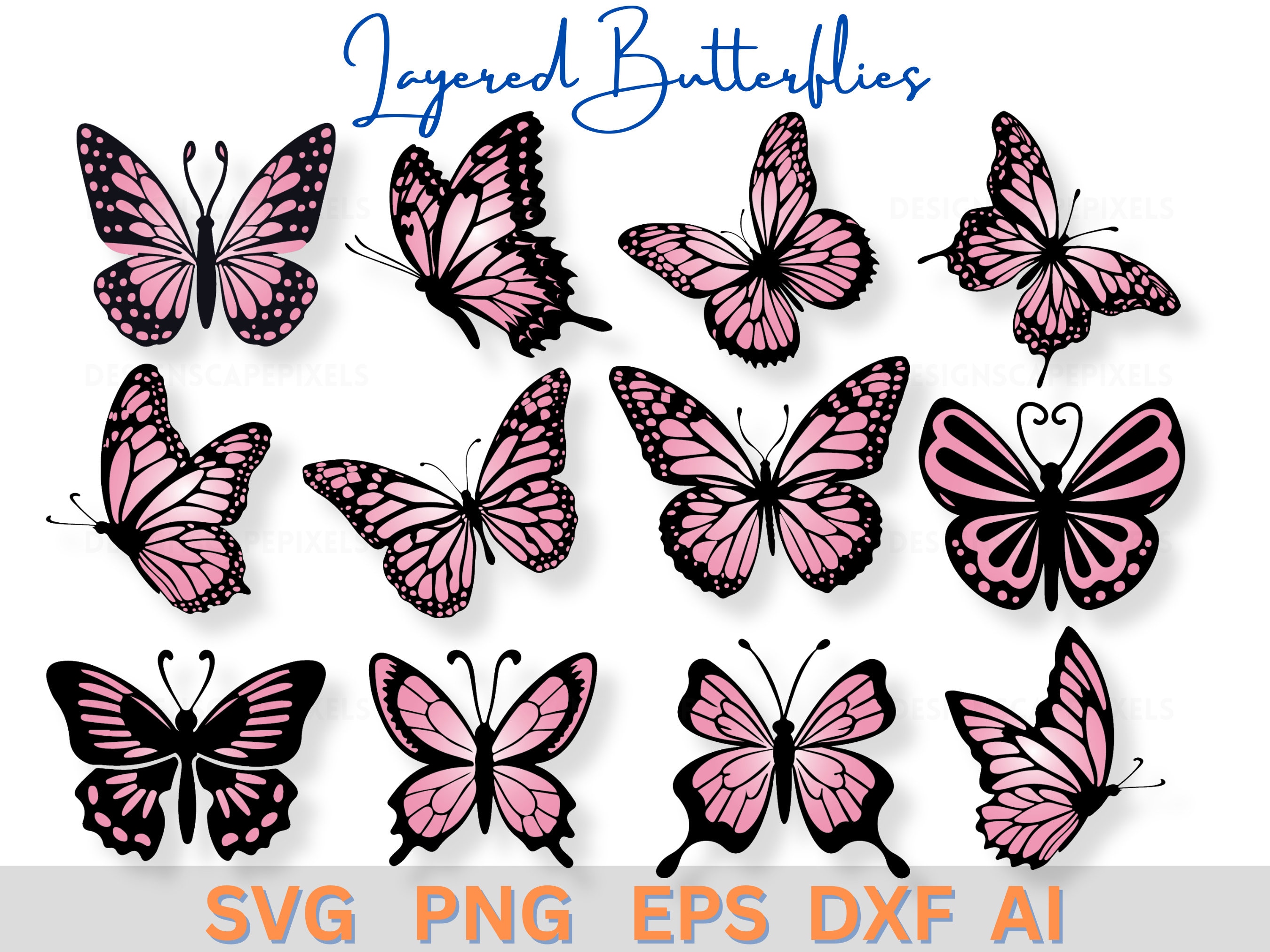 Layered Butterfly SVG Butterfly Bundle Files Butterfly SVG Layered ...