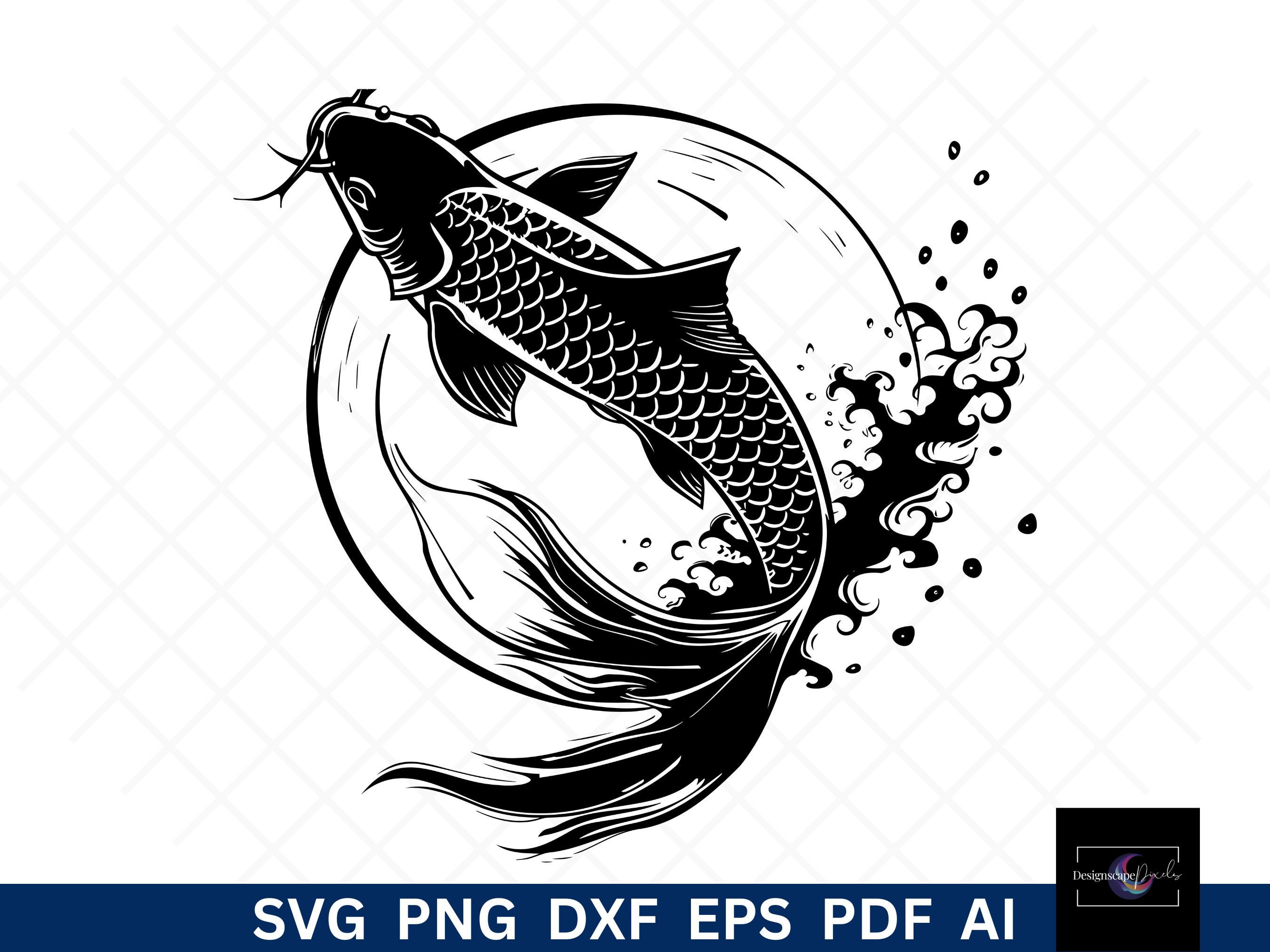 Koi Fish SVG & PNG Files, Japanese Koi Clipart, Silhouette Vector Image ...