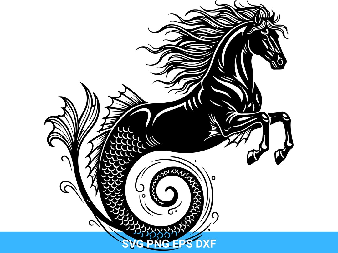 Hippocampus SVG: Mythical Sea Horse Silhouette (digital Download) - Etsy