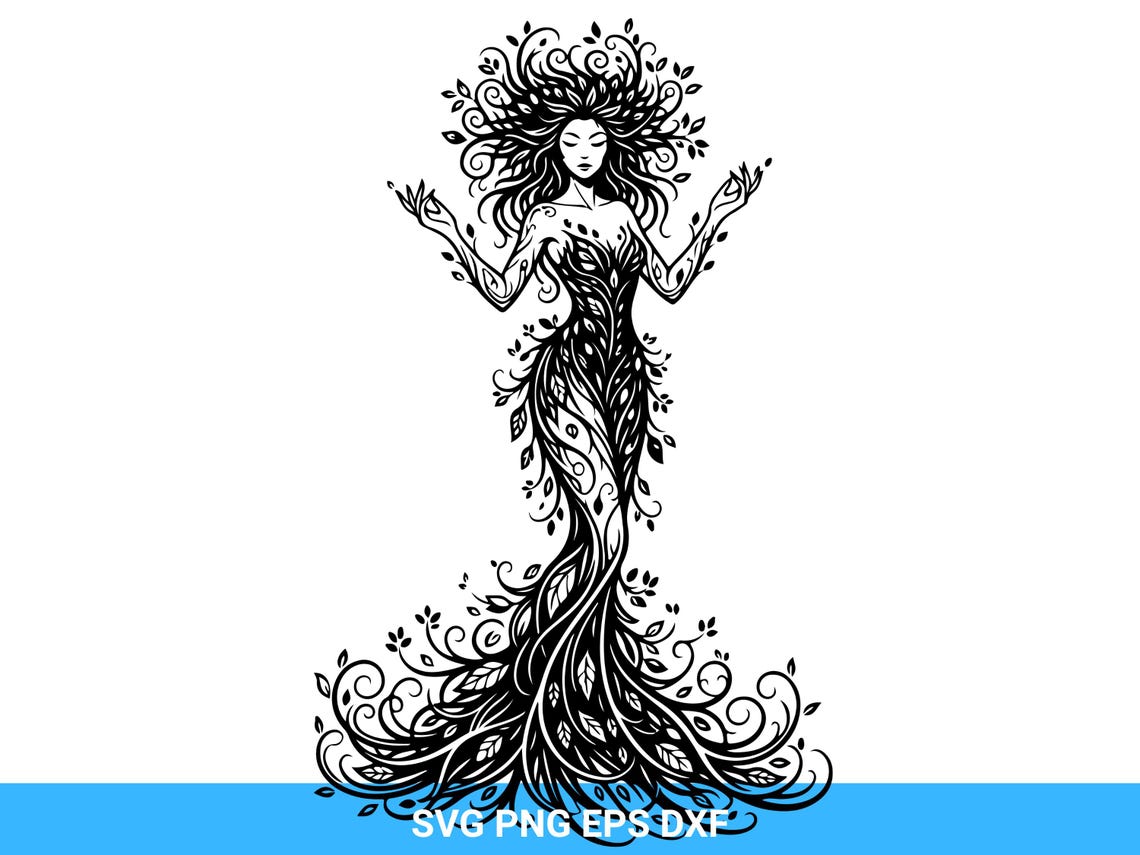 Ethereal Dryad SVG: Forest Spirit, Nymph Tattoo Design (digital ...