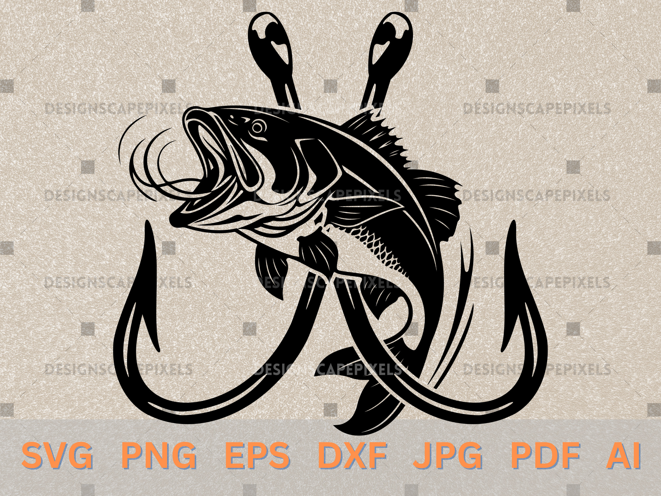 Crossed Fish Hooks SVG: Bass Fishing Vector (digital Download) - Etsy