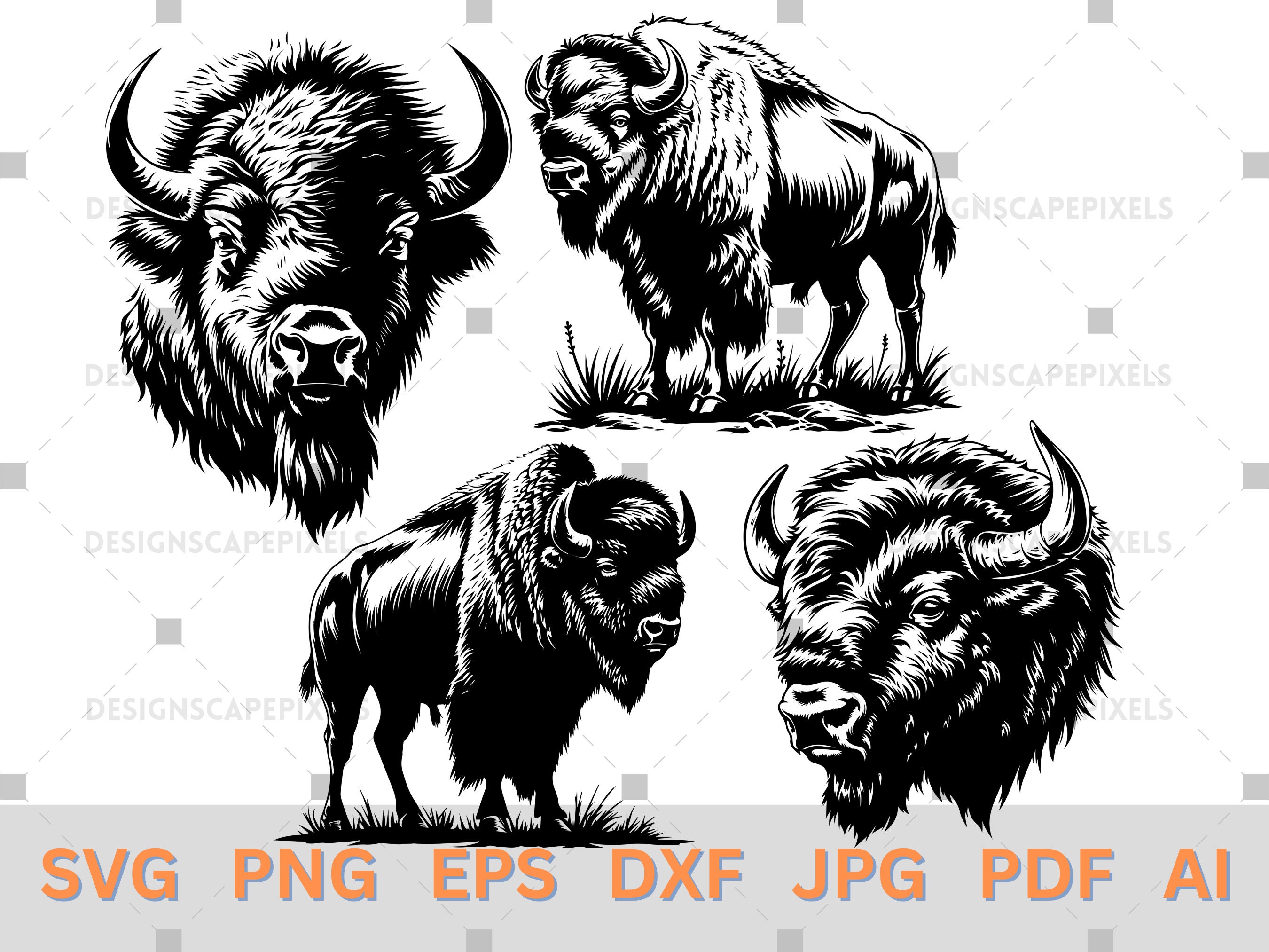 SVG Bison Silhouette Bundle Bison Vector File Bison Clipart Cricut ...