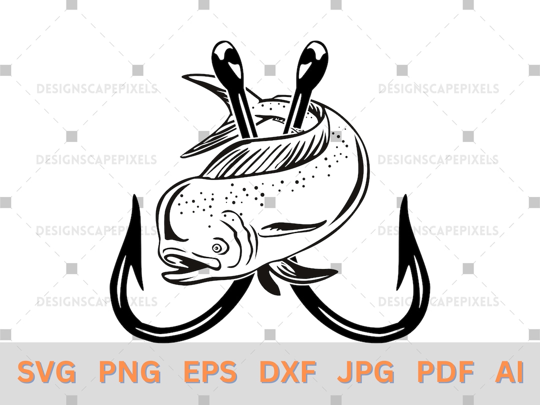 SVG Crossed Fish Hooks Mahi-mahi Fishing Svg Fishing Hook Svg Fisherman ...