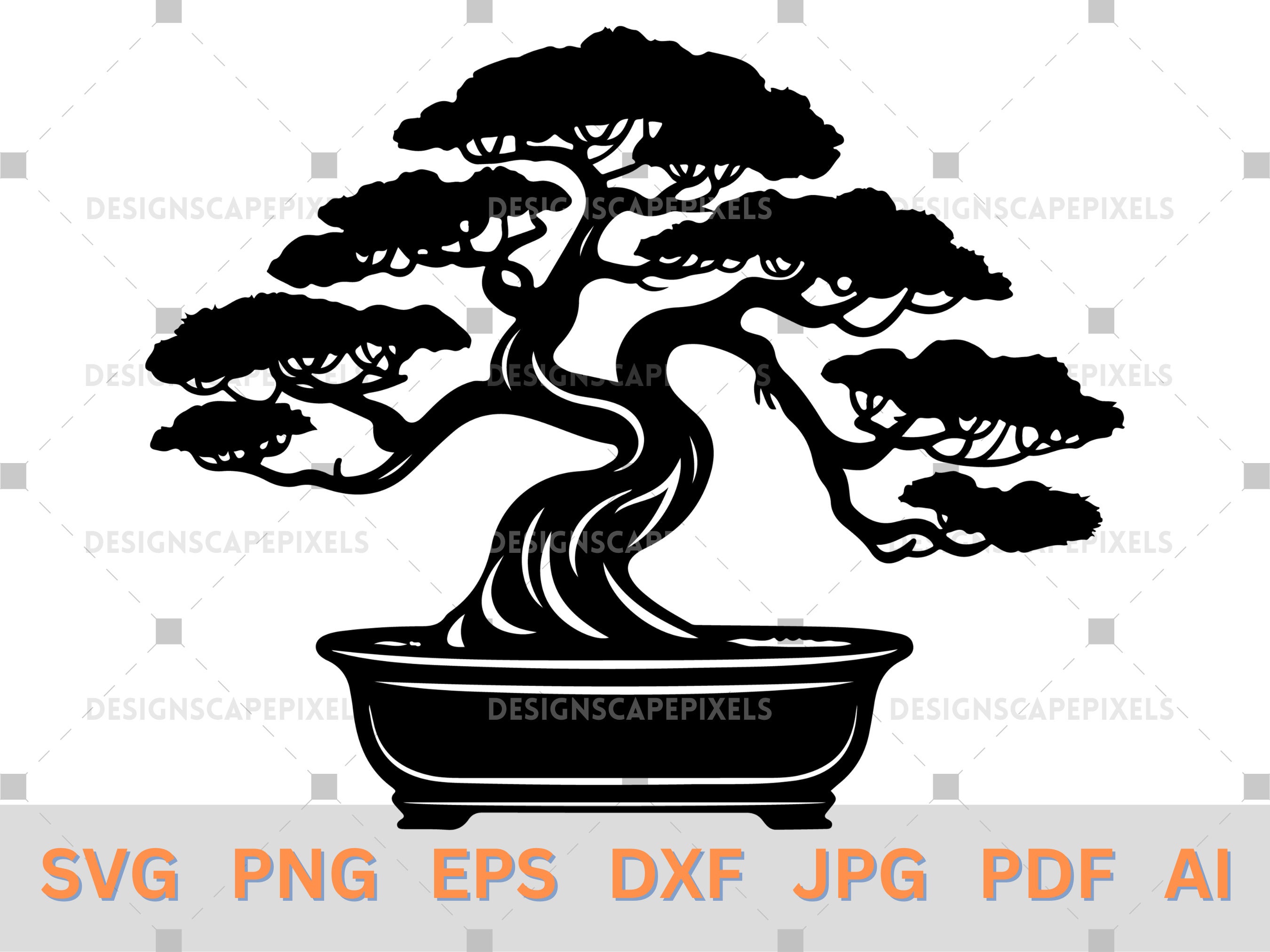 SVG Japanese Bonsai Vector Bundle | PNG EPS Dxf Ai Pdf Jpg - Japanese ...