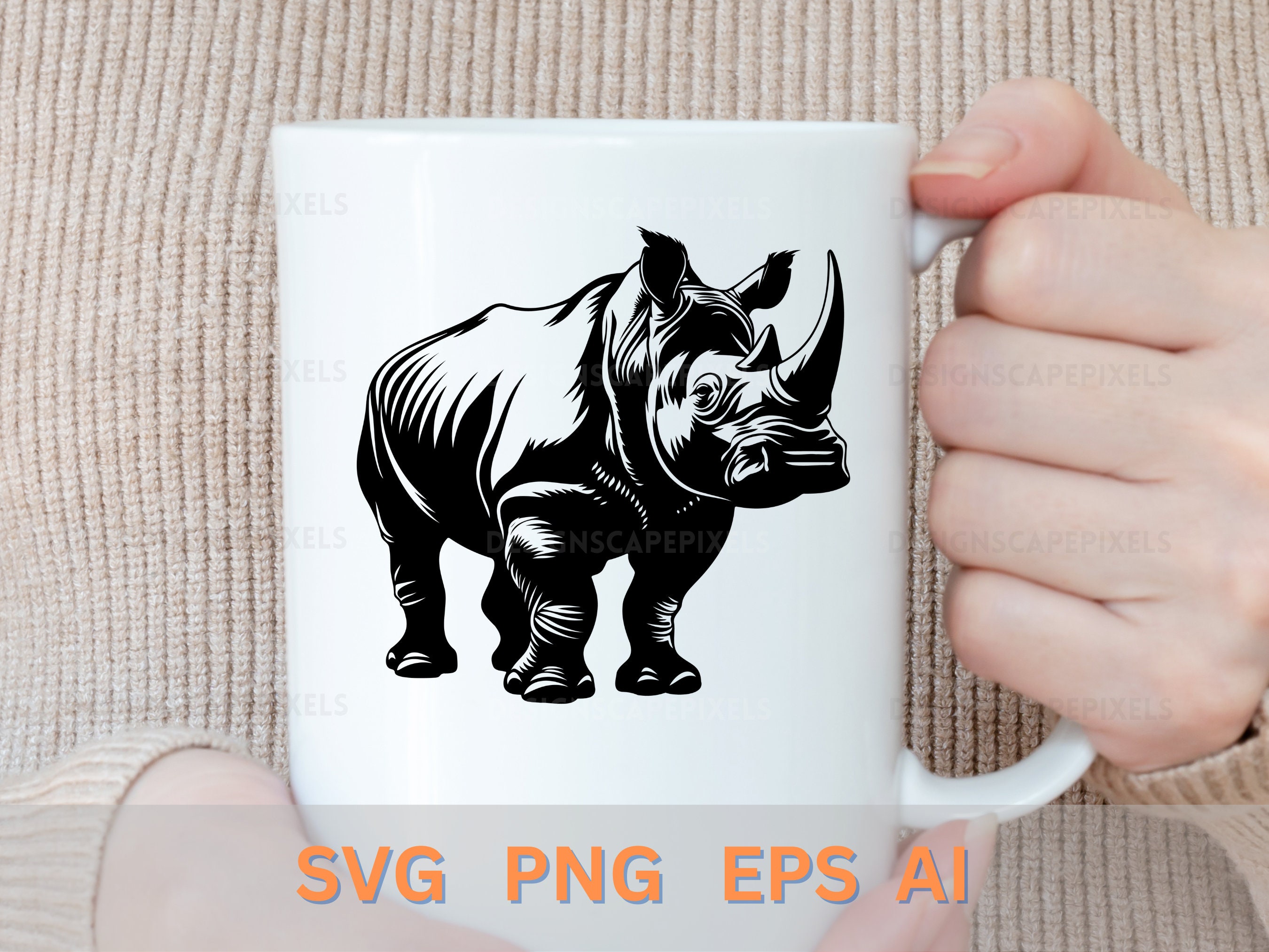 SVG Rhino Silhouette Bundle Rhino Vector File Cricut Cutting File Rhino ...