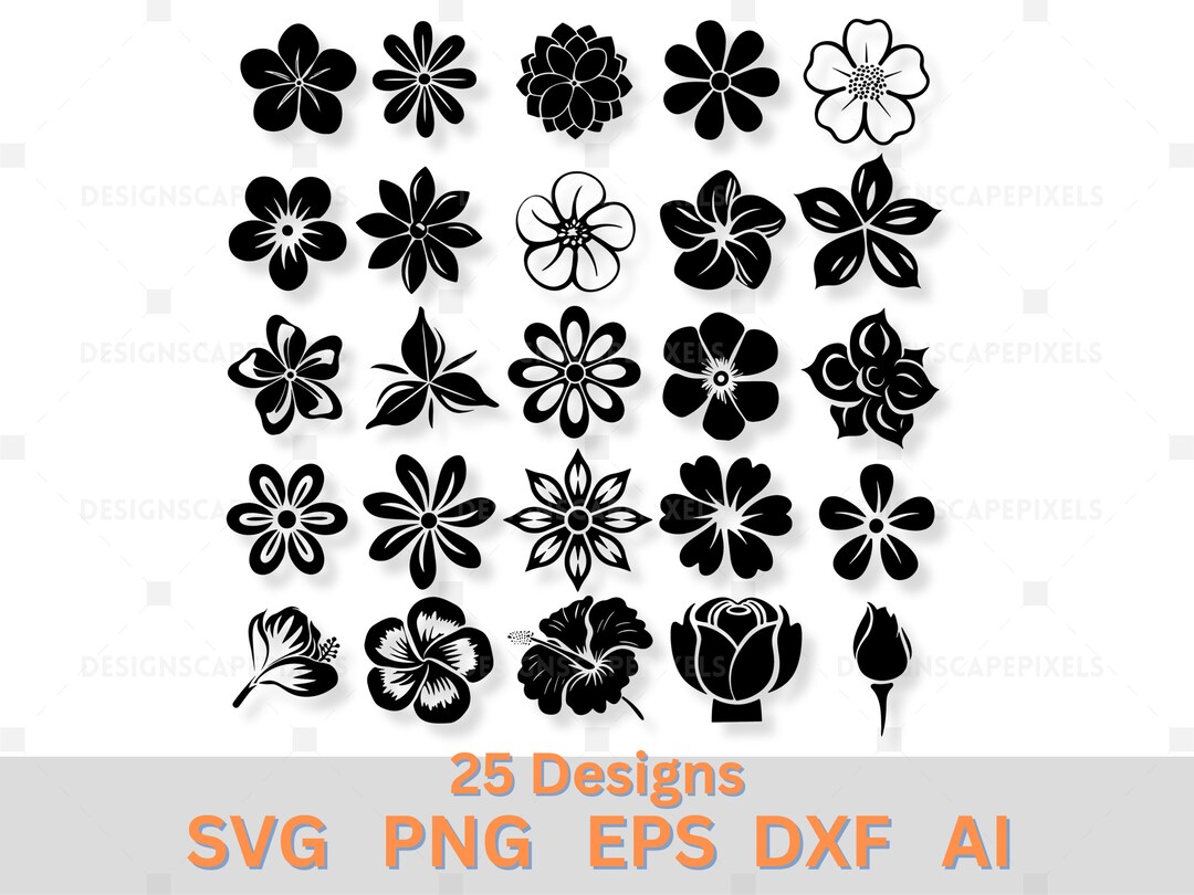 SVG Cute Flower Bundle Gardening Flower Icon Svg Flat Flowers Clipart ...
