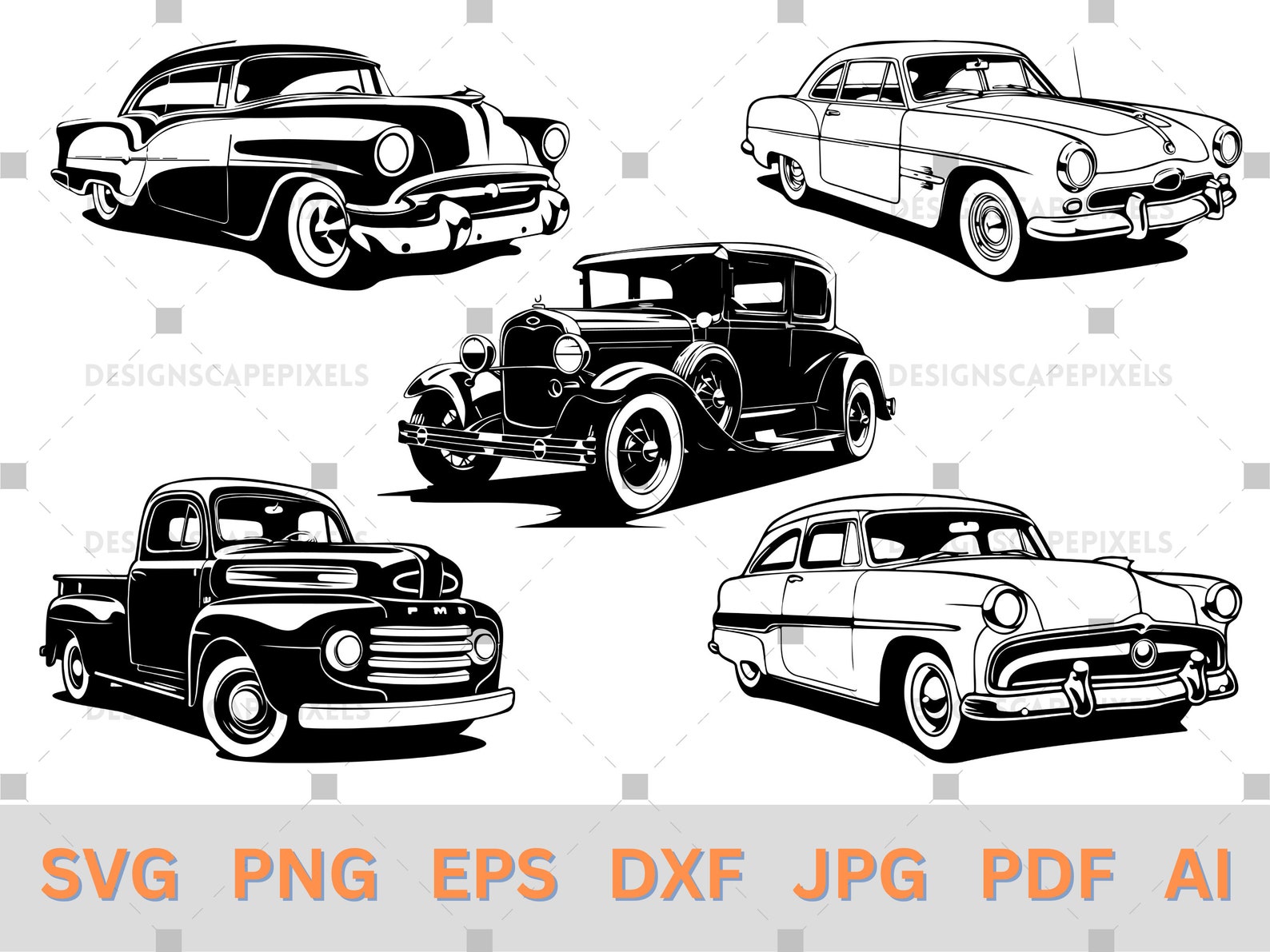 SVG Classic Cars and Trucks 10 Vectors SVG & PNG File Types Custom ...