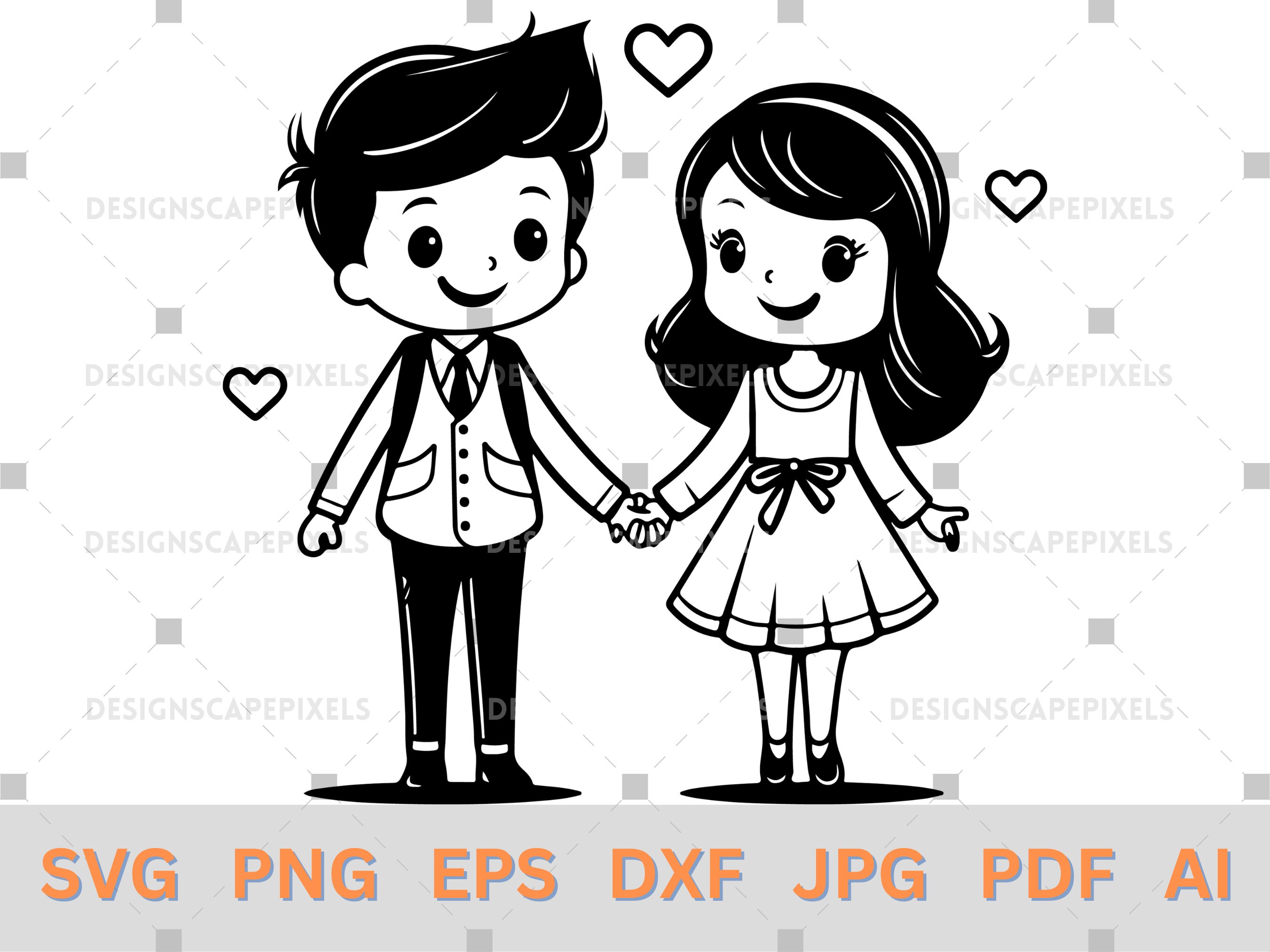 SVG Cute Couple Silhouette Vector File Valentine Couple SVG Anniversary ...
