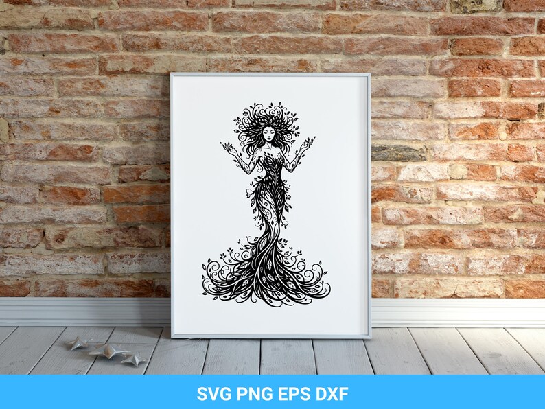 Ethereal Dryad SVG: Forest Spirit, Nymph Tattoo Design (digital ...