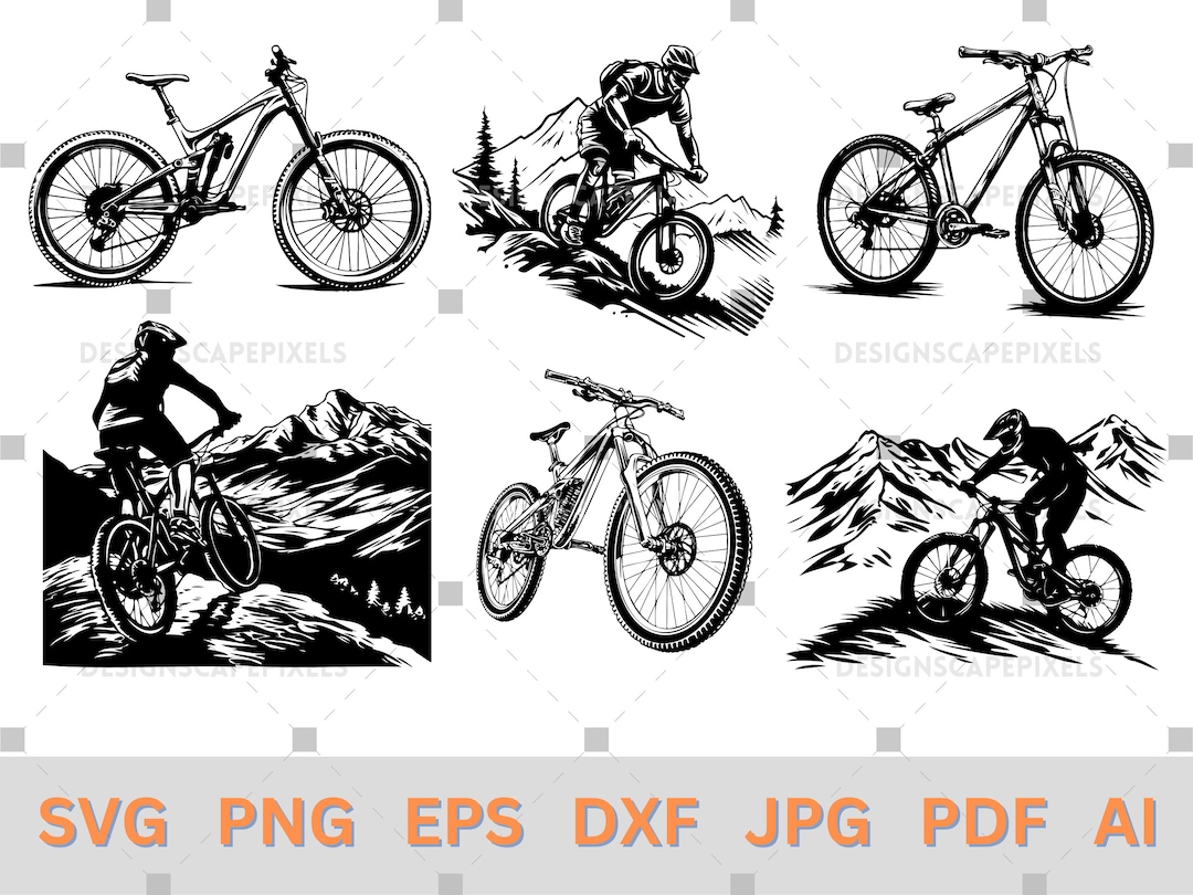 SVG Mountain Bike Vector Bike Svg Cycling Svg Man on Bike Svg File for ...