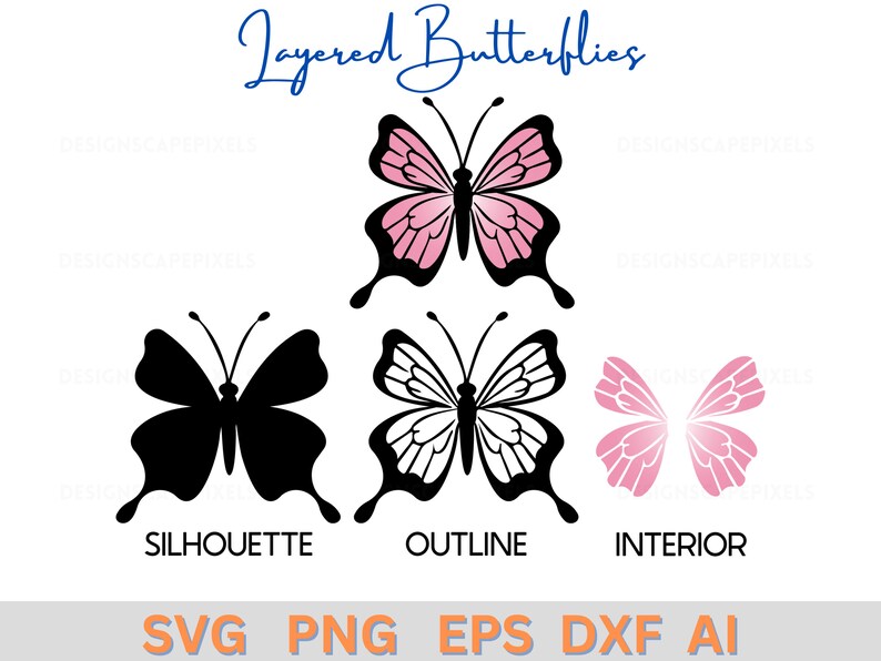 Layered Butterfly SVG Butterfly Bundle Files Butterfly SVG Layered ...