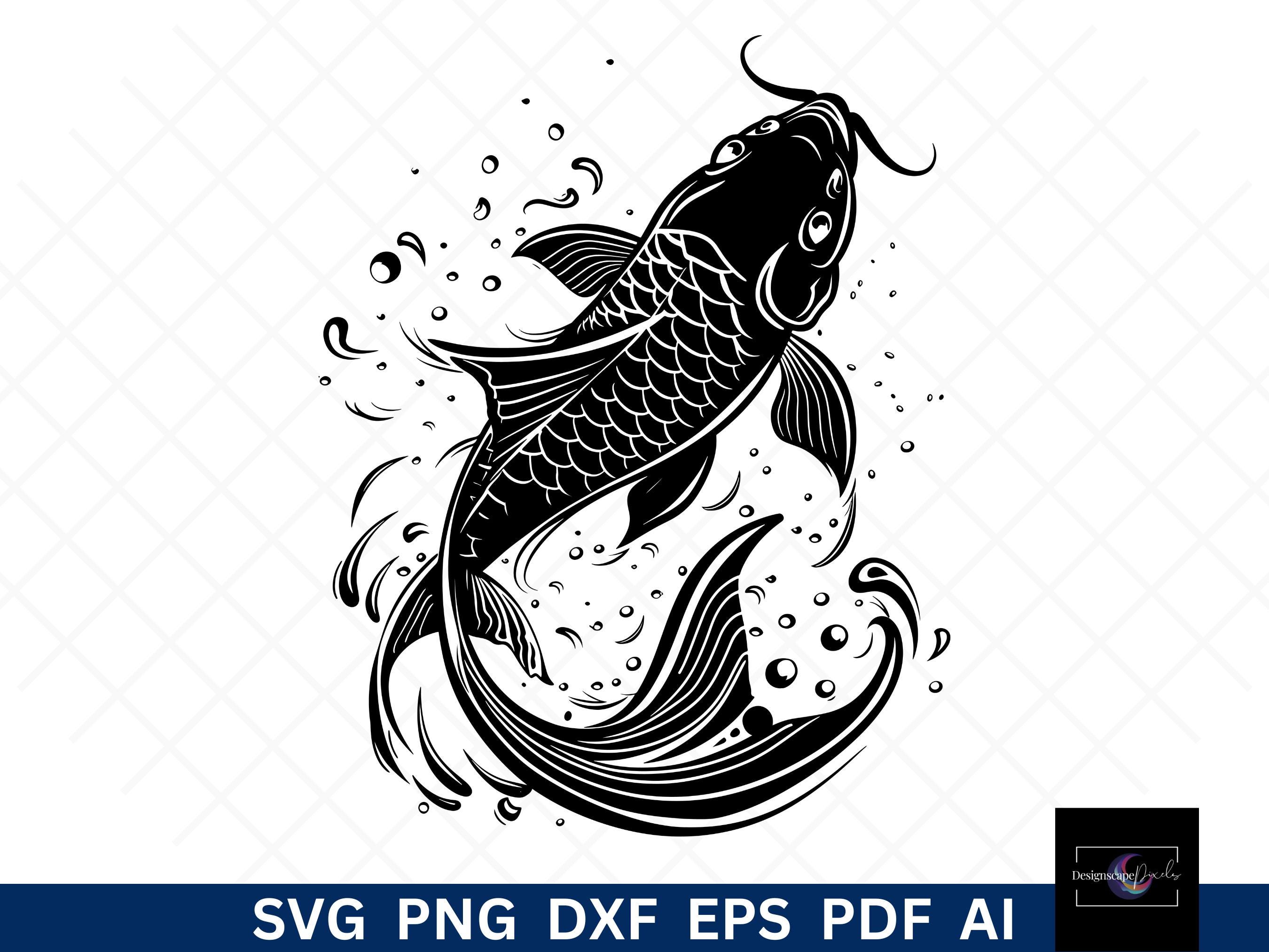 Koi Fish SVG & PNG Files, Japanese Koi Clipart, Silhouette Vector Image ...