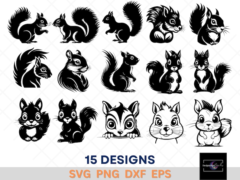 Squirrel SVG Bundle: Cartoon Silhouette Cut Files (digital Download) - Etsy