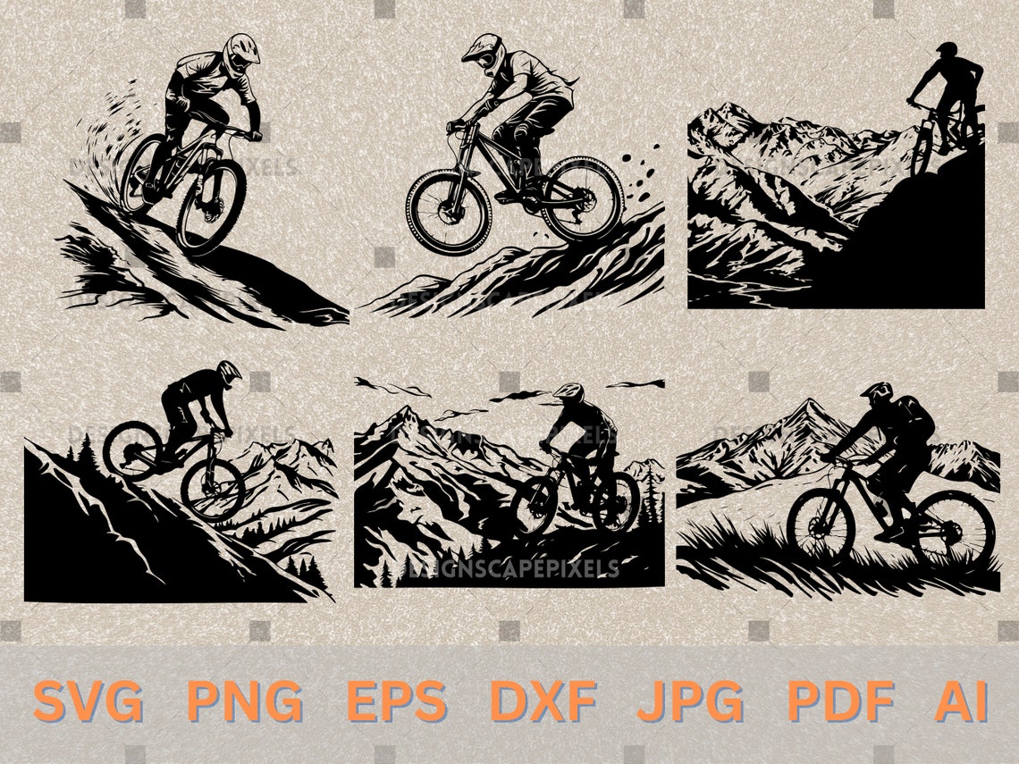 SVG Mountain Bike Vector Bike Svg Cycling Svg Man on Bike Svg File for ...