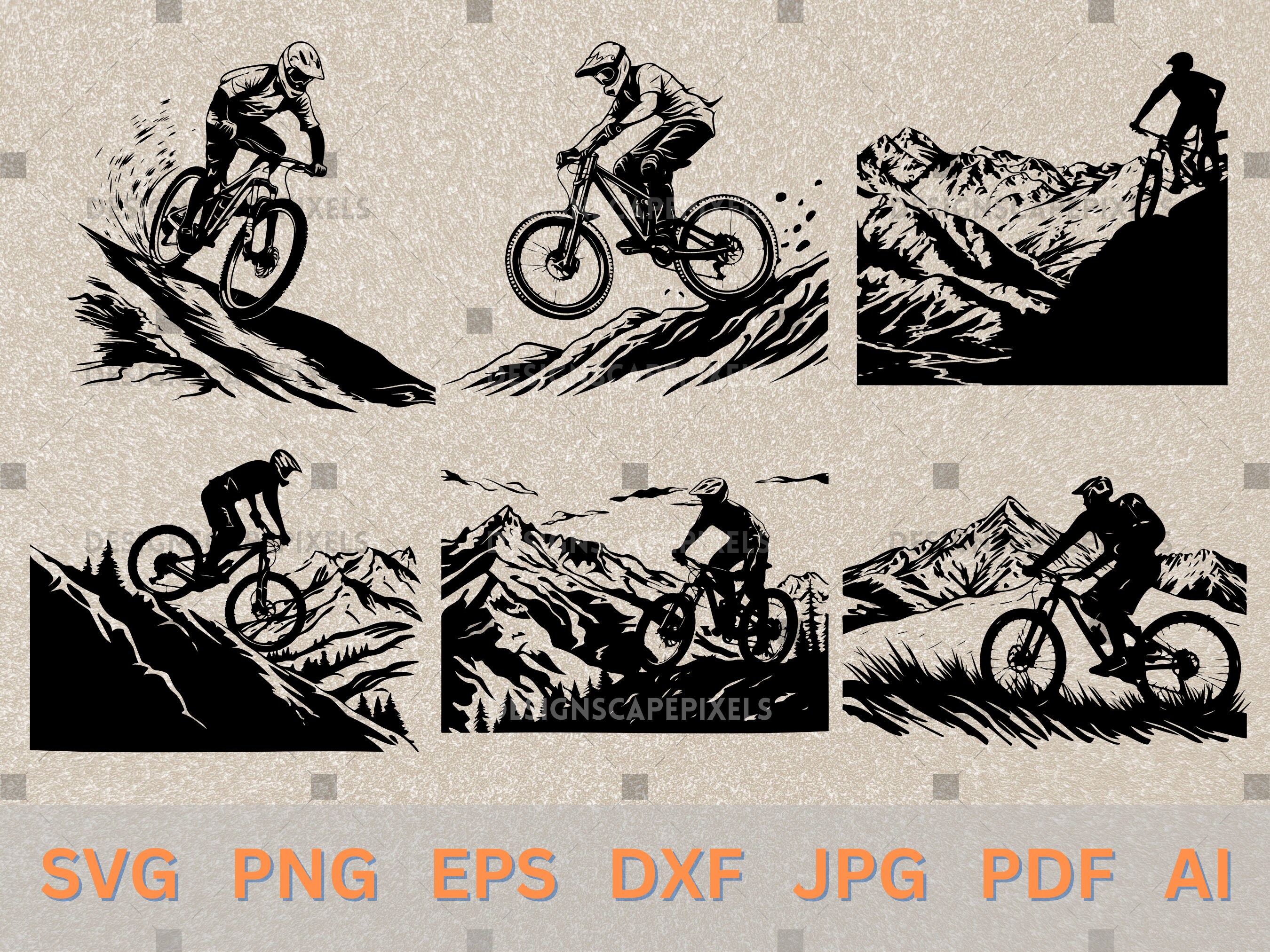 SVG Mountain Bike Vector Bike Svg Cycling Svg Man on Bike Svg File for ...