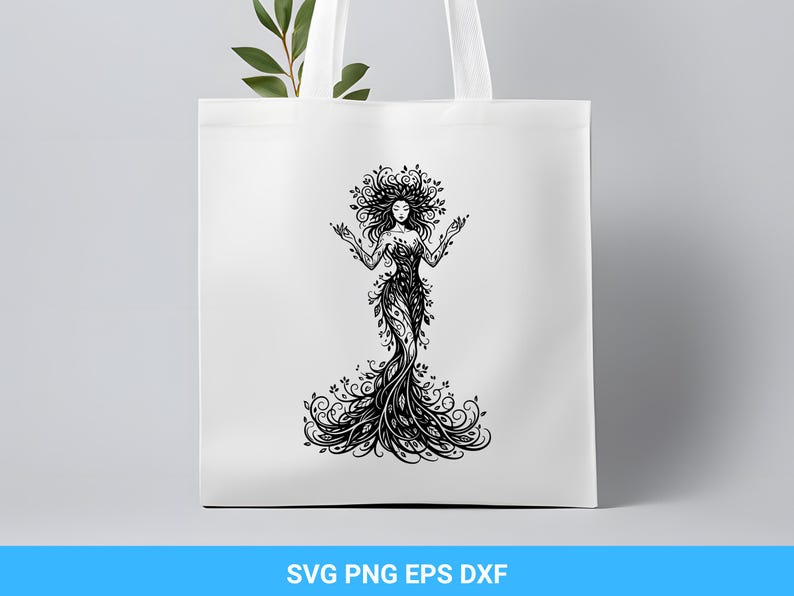 Ethereal Dryad SVG: Forest Spirit, Nymph Tattoo Design (digital ...