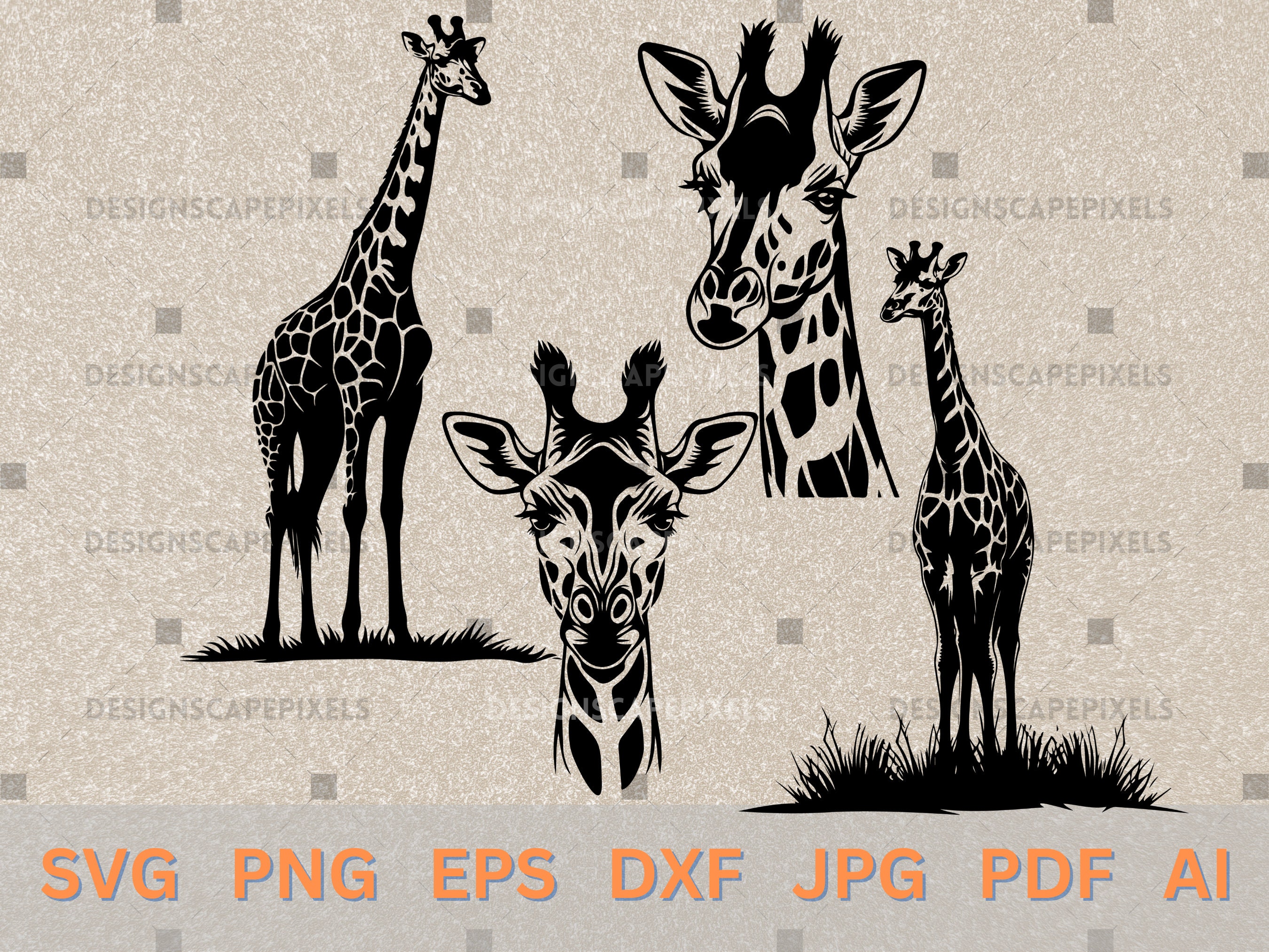 SVG Giraffe Silhouette Bundle Giraffe Vector Giraffe Svg Bear Clipart ...