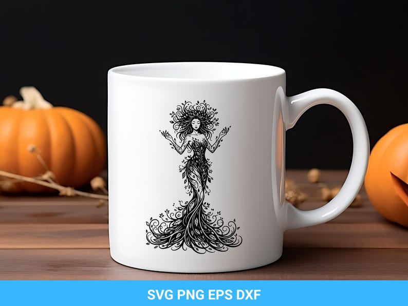 Ethereal Dryad SVG: Forest Spirit, Nymph Tattoo Design (digital ...