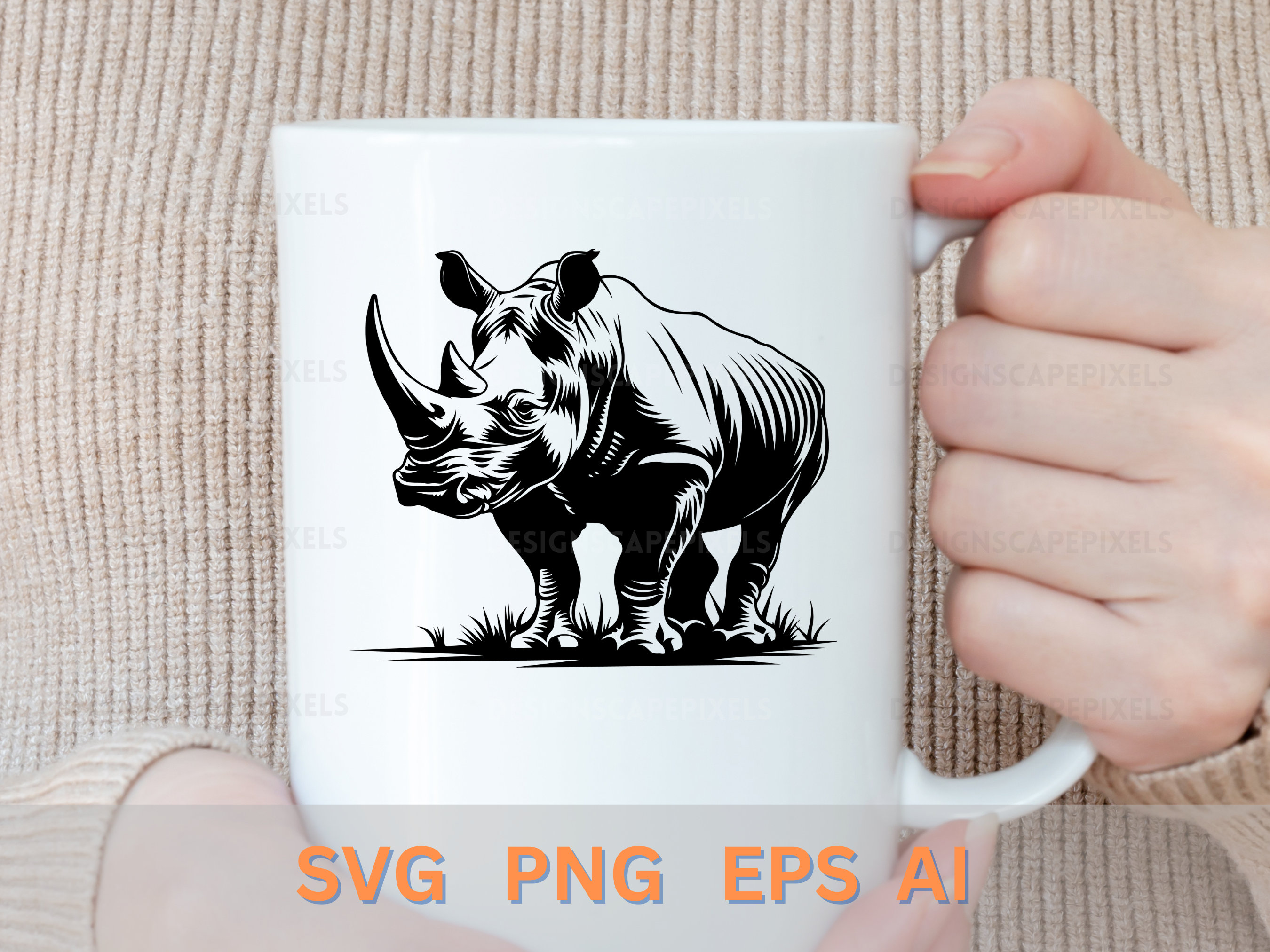 SVG Rhino Silhouette Bundle Rhino Vector File Cricut Cutting File Rhino ...