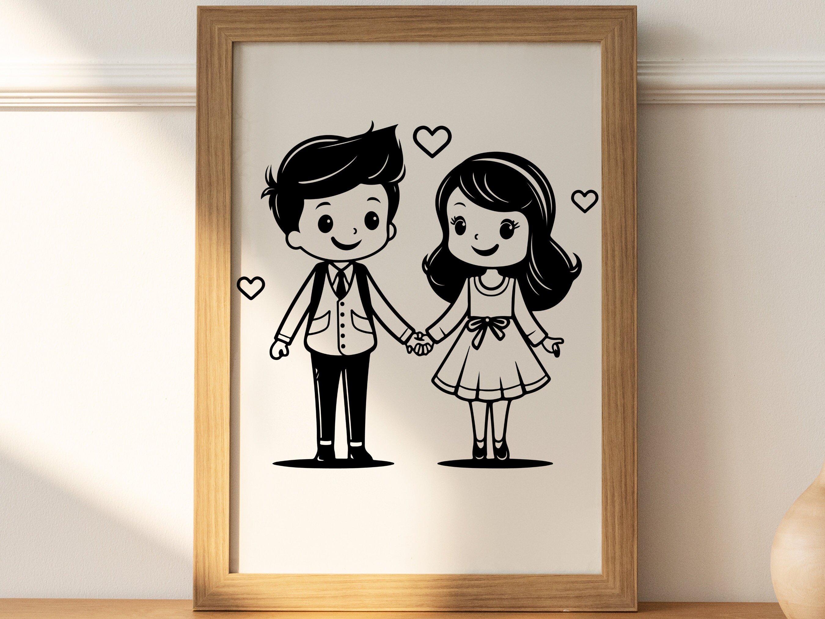 SVG Cute Couple Silhouette Vector File Valentine Couple SVG Anniversary ...