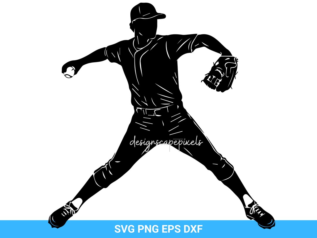 Baseball Player Silhouette SVG | Pitcher Clipart, Cricut Cut File ...