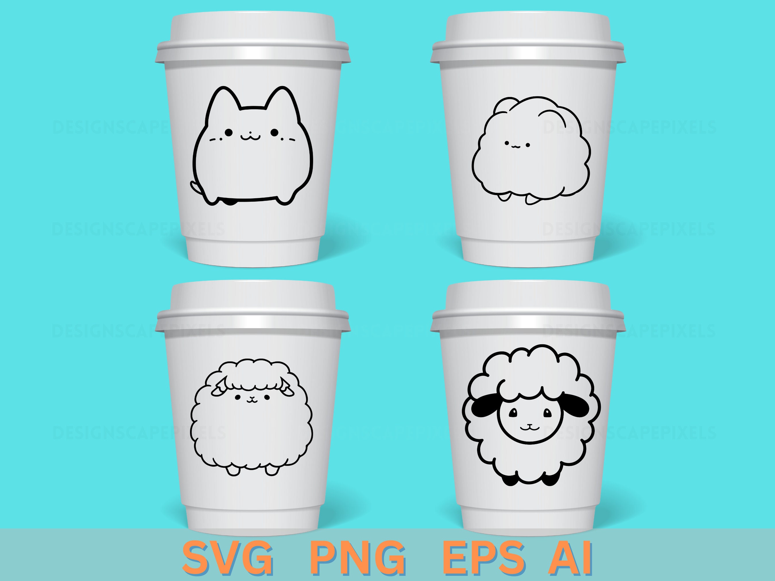 30 Cute Fluffy Animal Doodle SVG Bundle Cute Woodland Animal Animal ...