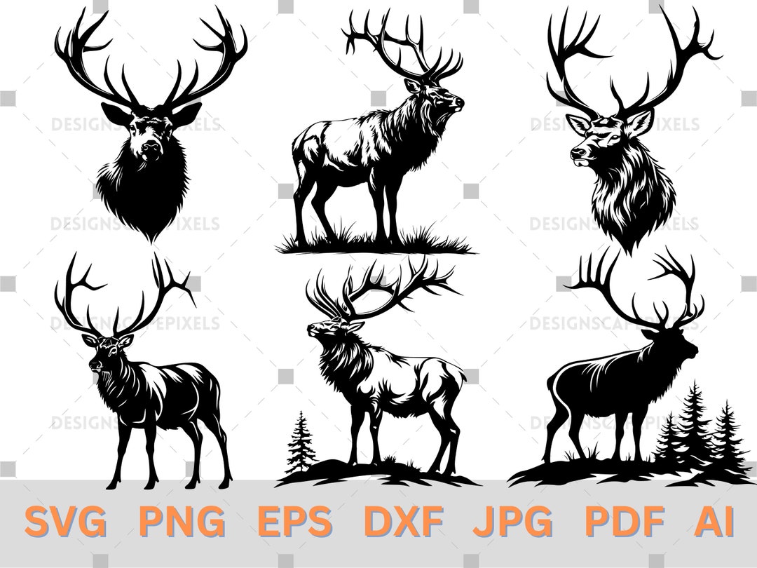 SVG Elk Silhouette Elk Vector File Elk Head Vector Elk Head Png Elk ...