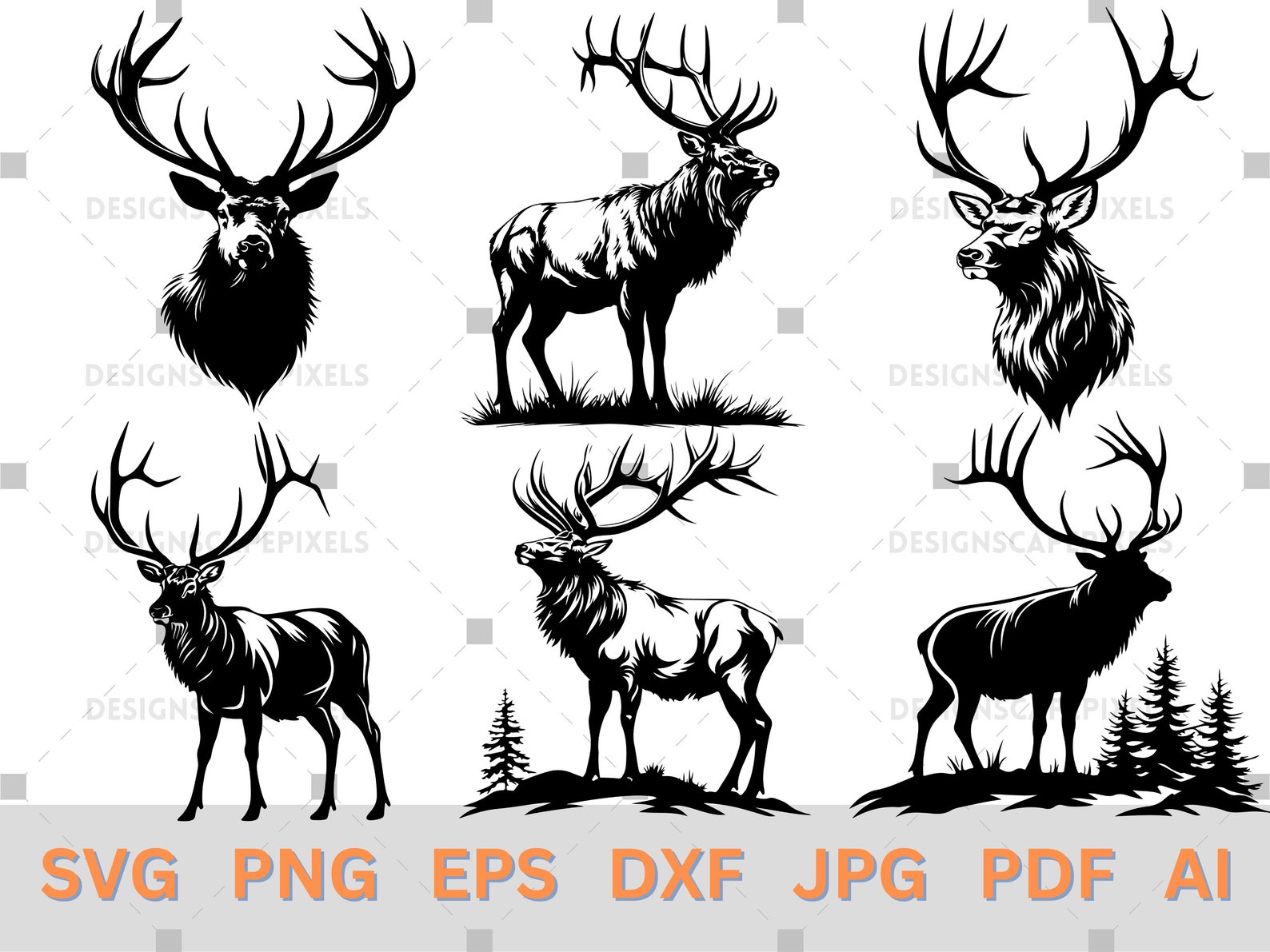 SVG Elk Silhouette Elk Vector File Elk Head Vector Elk Head Png Elk ...
