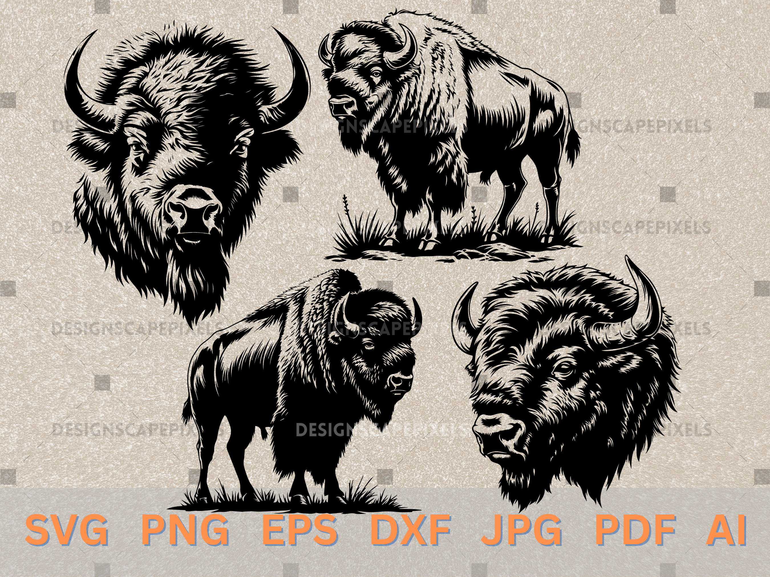 SVG Bison Silhouette Bundle Bison Vector File Bison Clipart Cricut ...