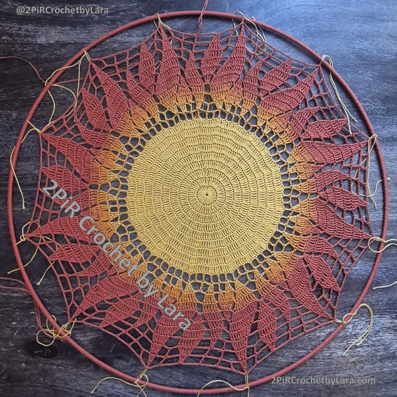 The Sun Mandala Crochet Pattern PDF, 60cm 24in Wall Hanging, Diagram ...