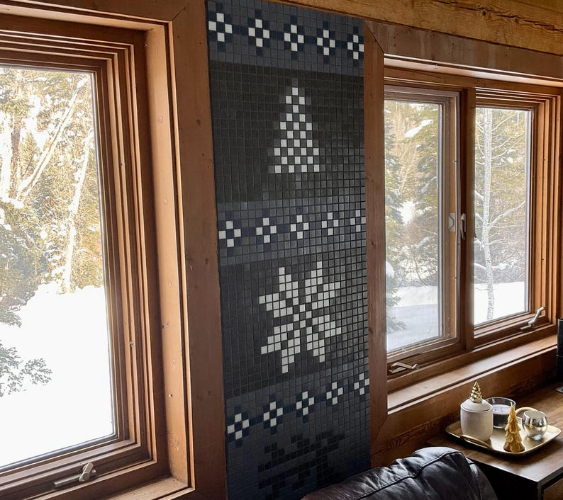 White-grey Pine Tree Mosaic Tile – Nature-inspired Design for Rustic ...