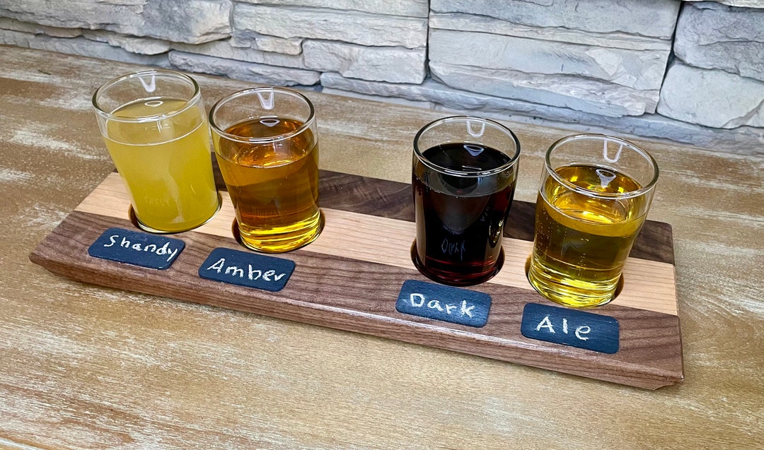 Personalized Beer Flight Board With Chalkboard Labels, Flight Holder ...