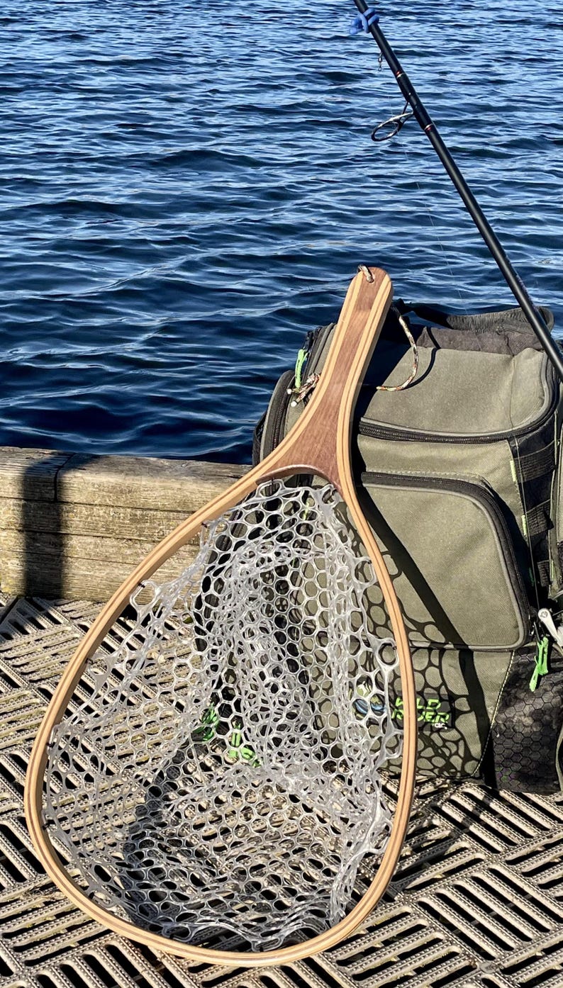 Handcrafted Walnut & Cherry Wood Fishing Landing Net: Custom Angler ...