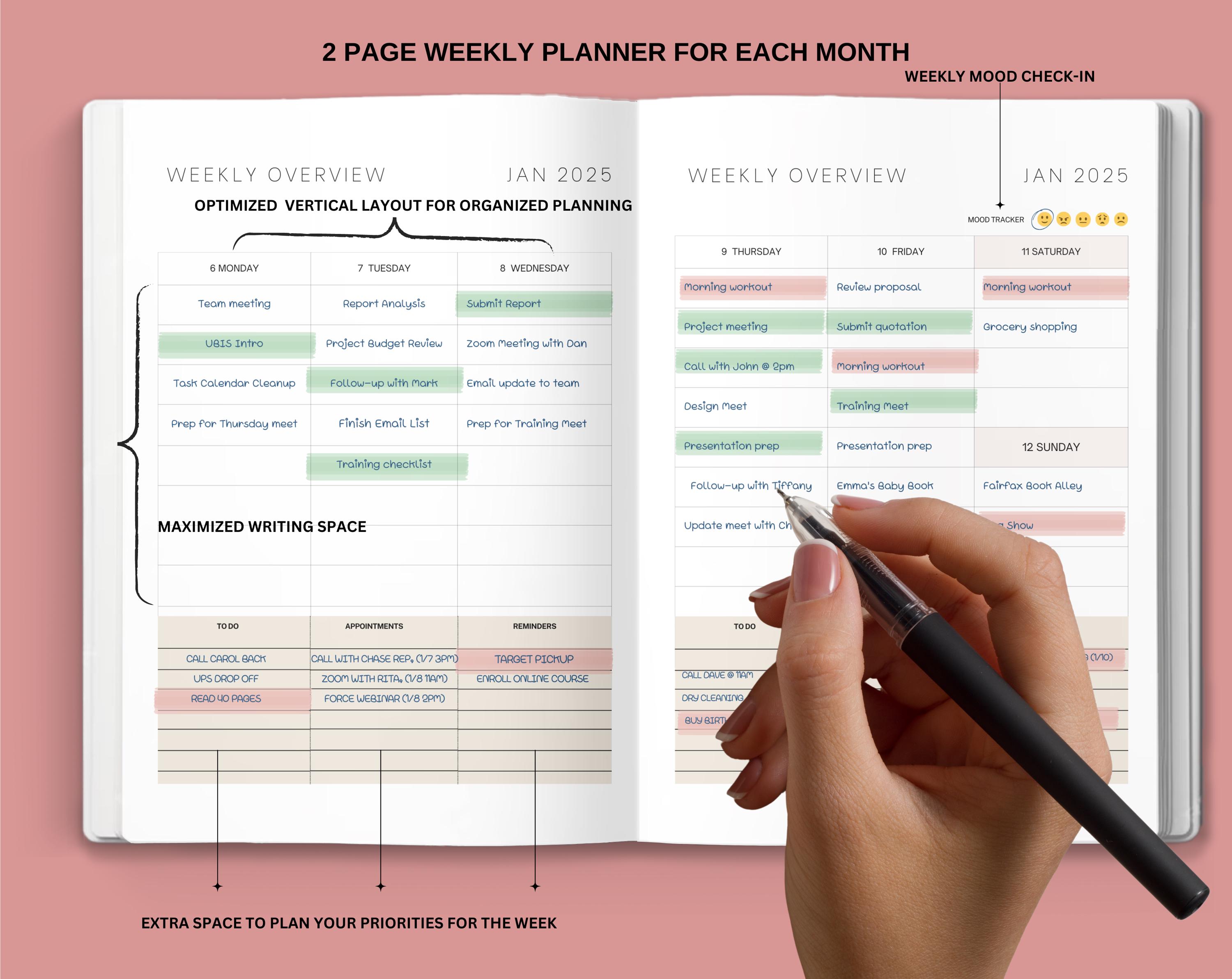 8.5x11 Hardcover Monthly Planner2025 Planner Color Block US Letter ...