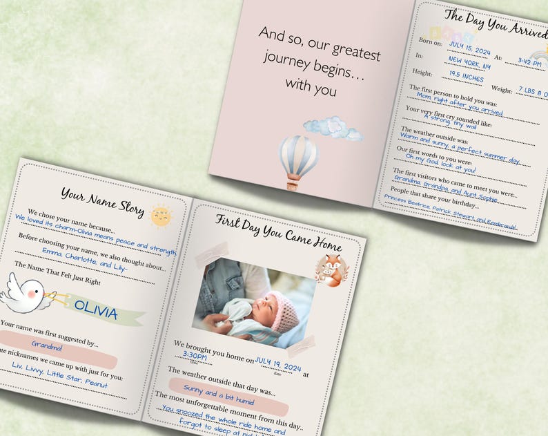Personalized Baby Memory Book & Photo Album: First Year Keepsake - Etsy