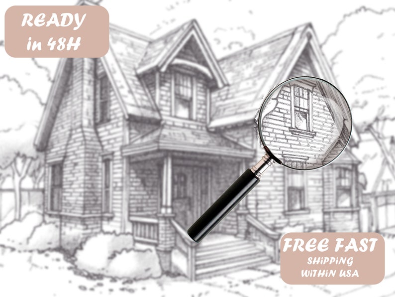 Custom Home Sketch Personalized Hand-drawn House Portrait Unique Home ...