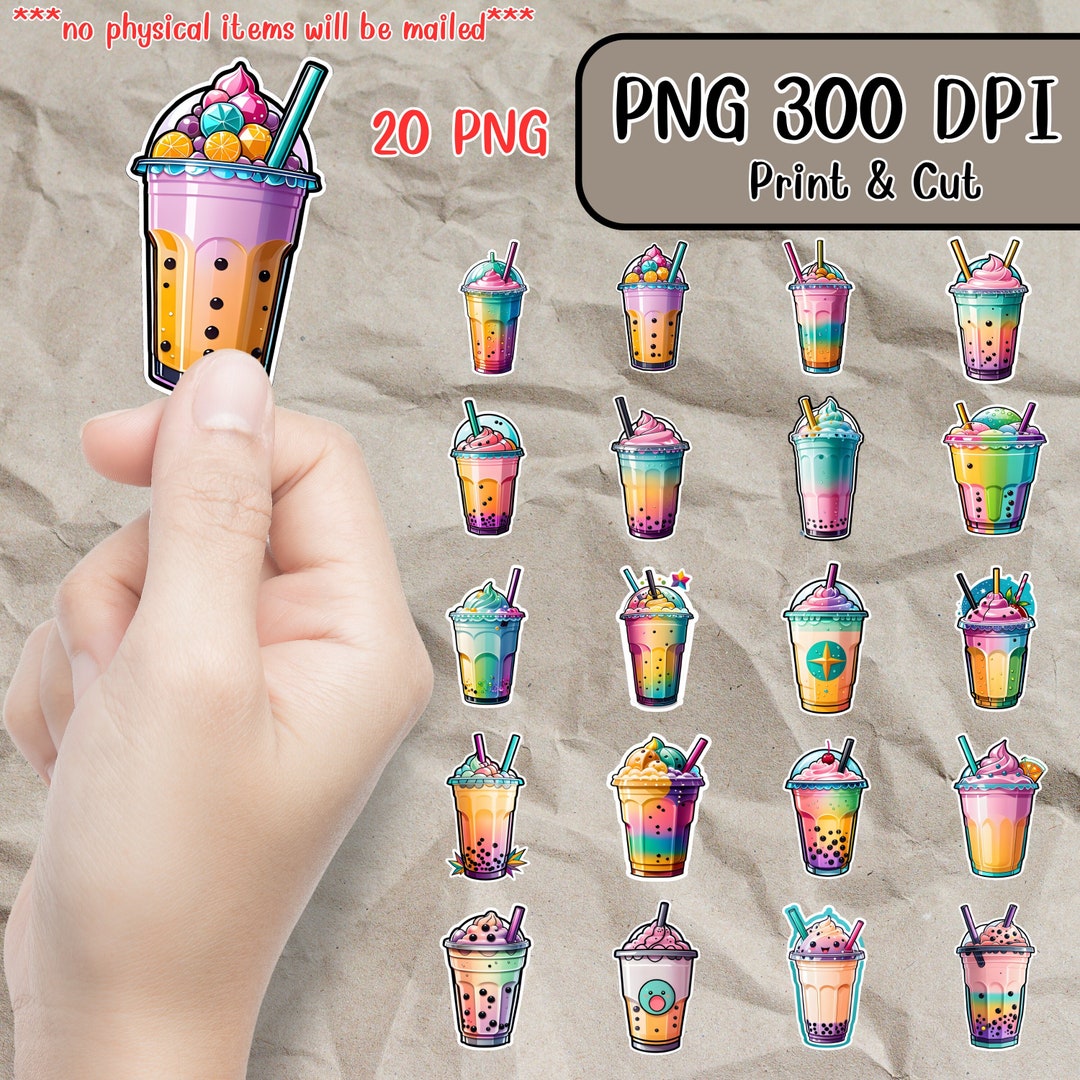 Boba Tea Drink PNG Bundle, Sticker PNG Bundle, Printable Stickers ...