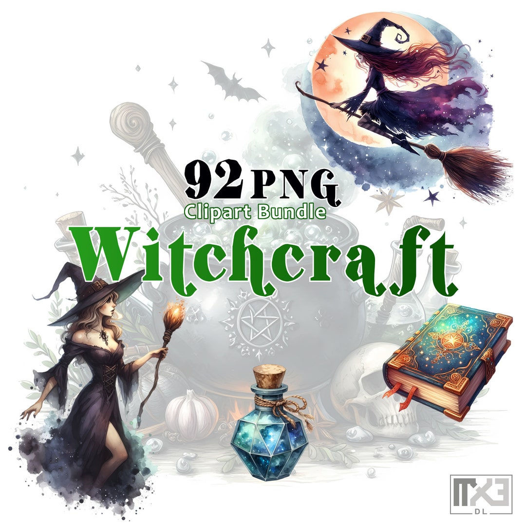 Witchcraft PNG Clipart Bundle, Mystical Clip Art Elements for Magical ...