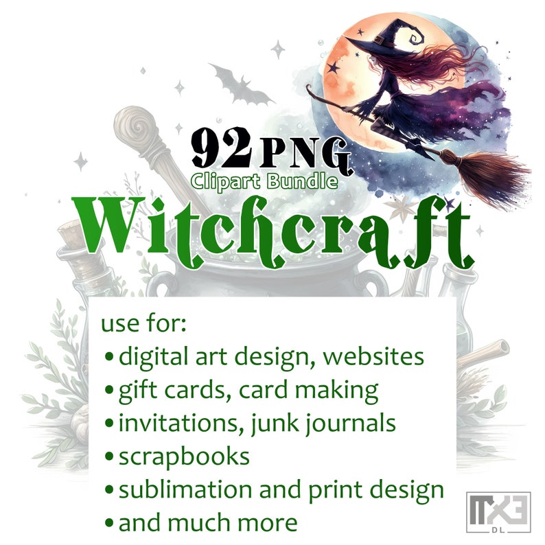 Witchcraft PNG Clipart Bundle, Mystical Clip Art Elements for Magical ...