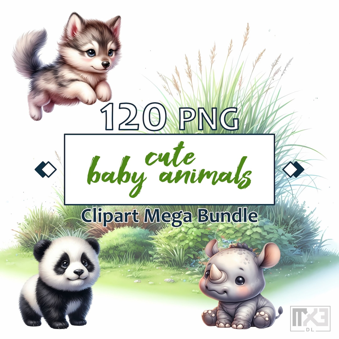Cute Baby Animals PNG Clipart Bundle, Charming Nursery Clip Art ...