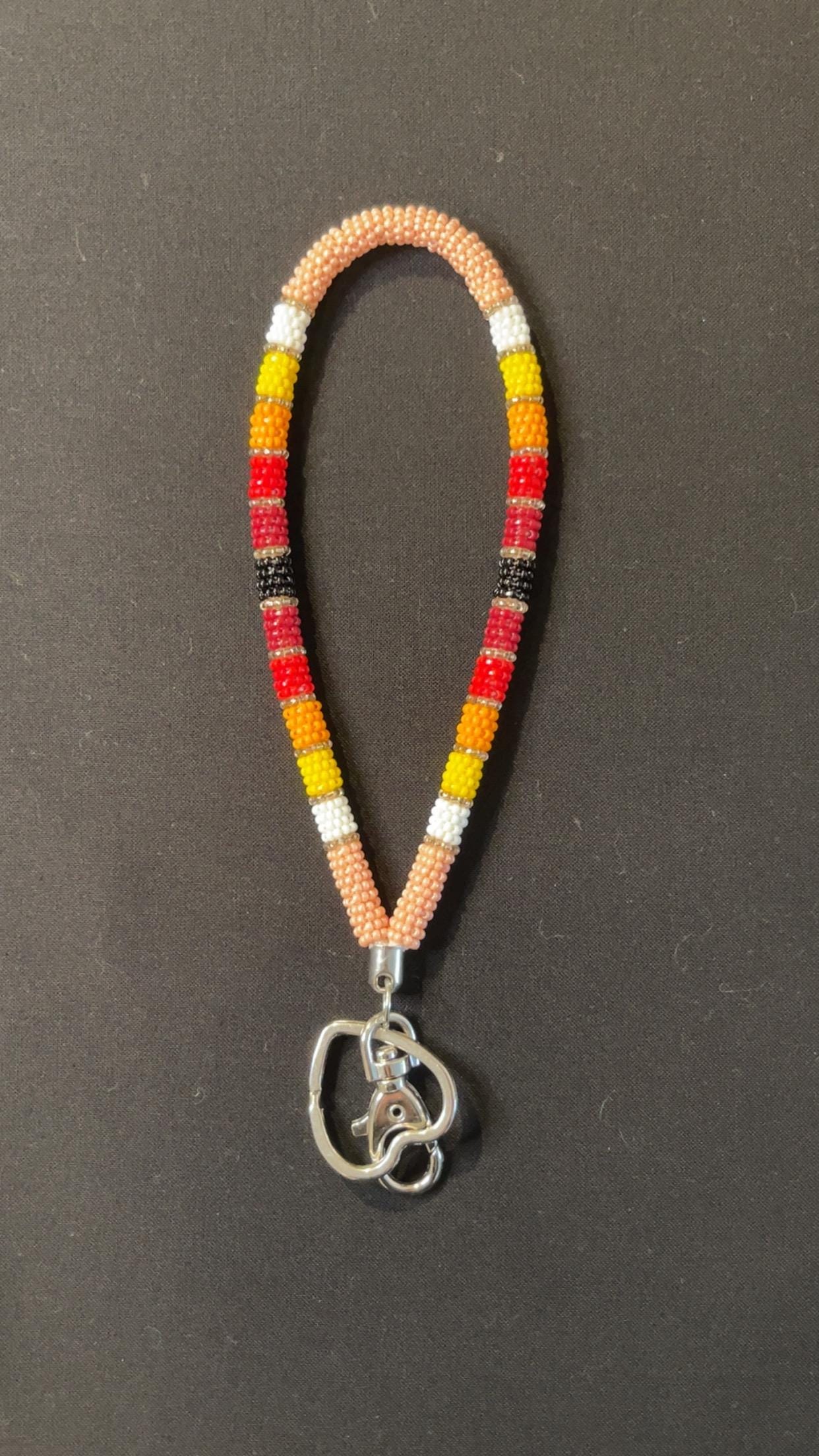 Native American Beaded Key Ring Wristlet With Lobster Clasp. - Etsy